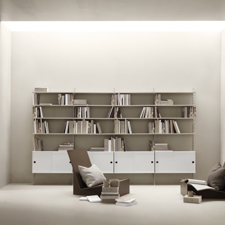 String Regalsystem, Kombination Wohnzimmer, beige-weiss - Möbel ...